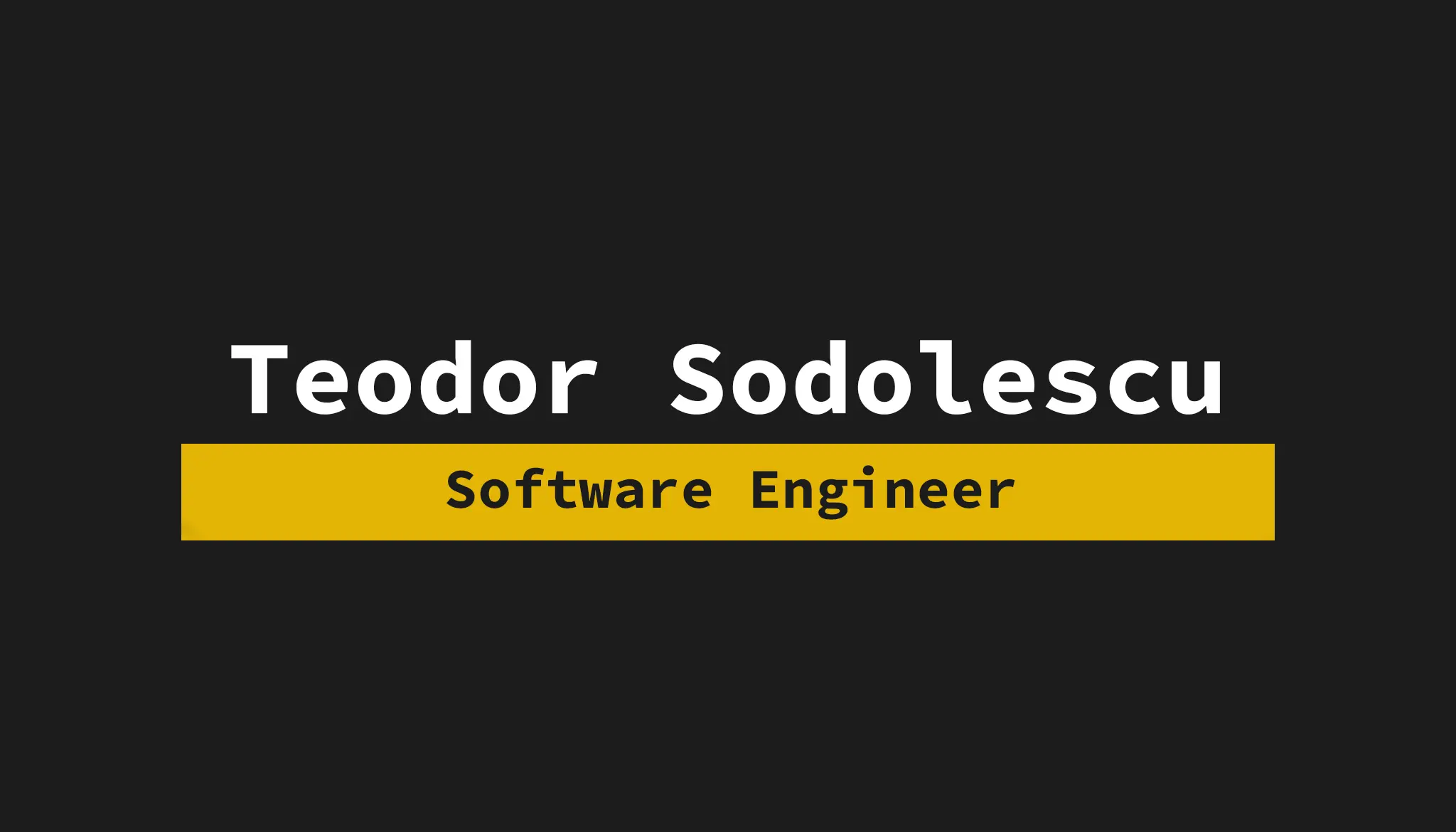 Teodor Sodolescu | Software Engineer